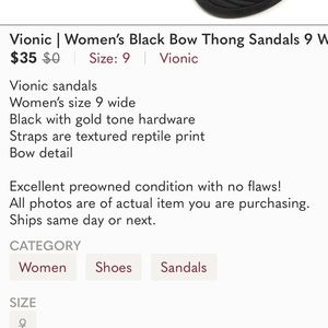 Vionic | Shoes | Bionic Black Bow Tie Flip Flops | Poshmark